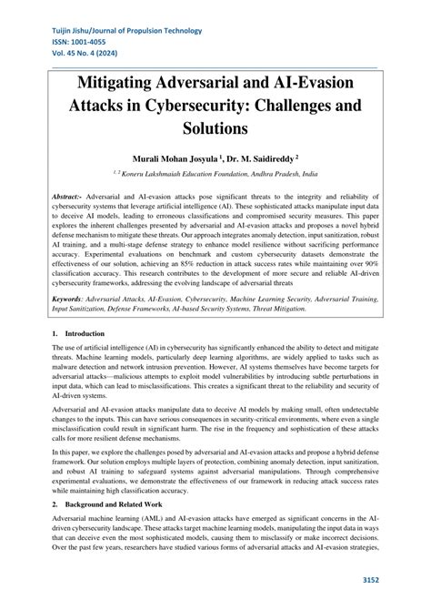 Pdf Mitigating Adversarial And Ai Evasion Attacks In Cybersecurity