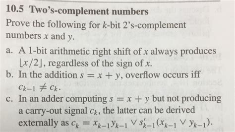 solved 10 5 two s complement numbers prove the following for