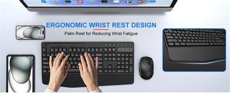 Edjo Wireless Keyboard And Mouse Combo Full Size Ergonomic Wireless Computer
