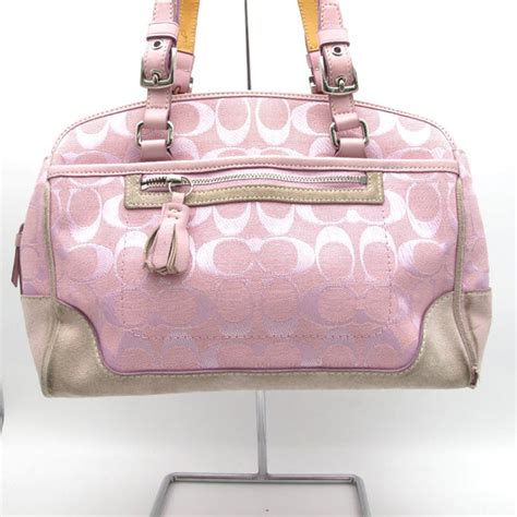Coach コーチ ハンドバッグ ナイロン レザー シグネチャー ピンク レディース 6828 Celebourg セレブール公式サイト