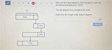 solved t √ here are four tape diagrams each diagram is split into