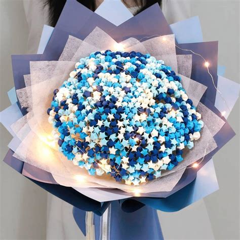 Diy Lucky Paper Stars Bouquet Set Valentines Day Ts For Lovers Etsy