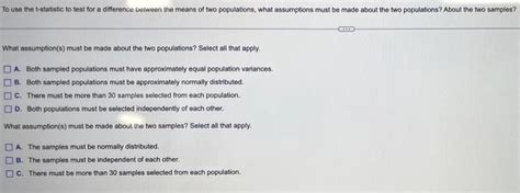 Solved To Use The T Statistic To Test For A Difference