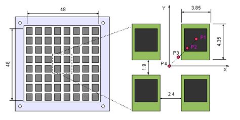 sipm array layout diagram sipms are 9 mm 2 and have 6 mm pitch