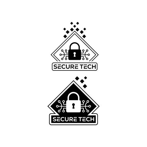 Secure Tech Logo Vector Illustration Black And White 22444699 Vector Art At Vecteezy