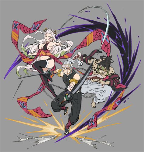 Uzui Tengen Daki And Gyuutarou Kimetsu No Yaiba Drawn By Papajay