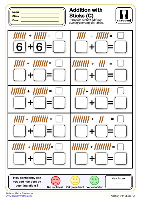 Addition With Sticks Worksheet B Pdf Printable Addition Worksheets