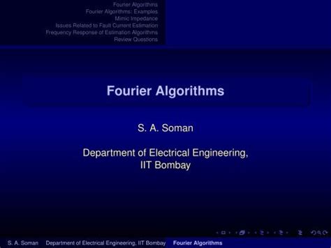 Fourier Algorithms E Courses