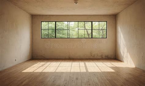 Spacious Empty Room With Large Window Overlooking Lush Green Landscape