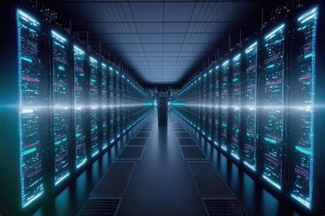 Premium Photo Corridor Of Data Center With Racks Of Server Computer For Cloud Computing Data