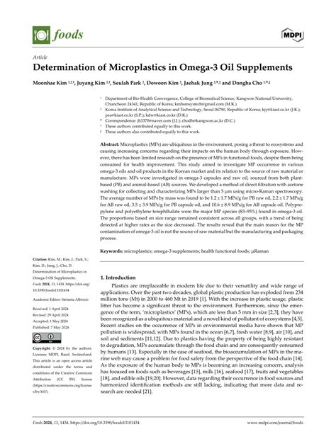 Pdf Determination Of Microplastics In Omega 3 Oil Supplements