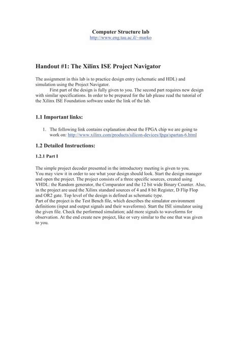 Pdf Handout 1 The Xilinx Ise Project Navigatormarkocomplabf20