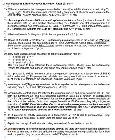 Solved Texts 2 Homogeneous Heterogeneous Nucleation Rates 21 Pts