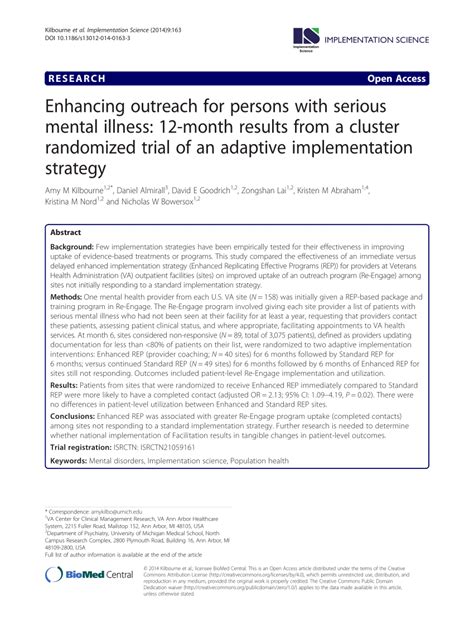 Pdf Enhancing Outreach For Persons With Serious Mental Illness 12