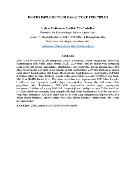 Indeks Implementasi Zakat Core Principles Pdf