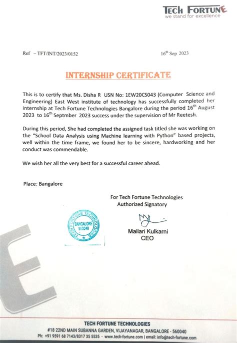 Disha R On Linkedin Machinelearning Internship Techfortune