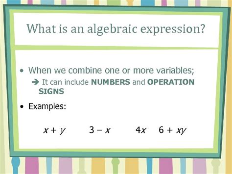 Algebraic Expressions What Is A Variable