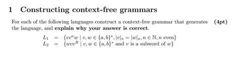 solved 1 ﻿constructing context free grammarsfor each of the