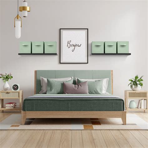 Sorbus Foldable Storage Cubes 6 Pack 11 Inch Sage Green Fabric Foldable Storage And