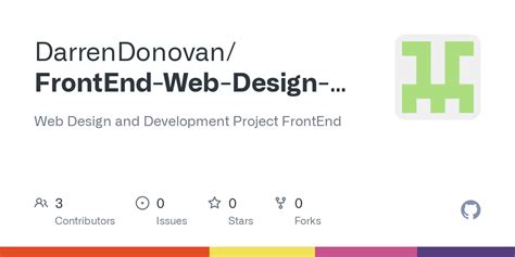 GitHub DarrenDonovan FrontEnd Web Design Development Web Design And Development Project FrontEnd