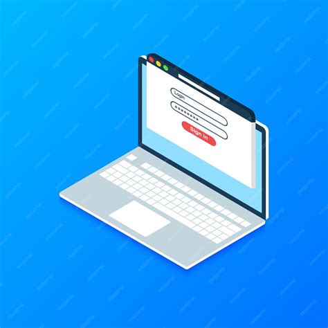 Premium Vector Isometric Laptop With Login And Password Form Page On