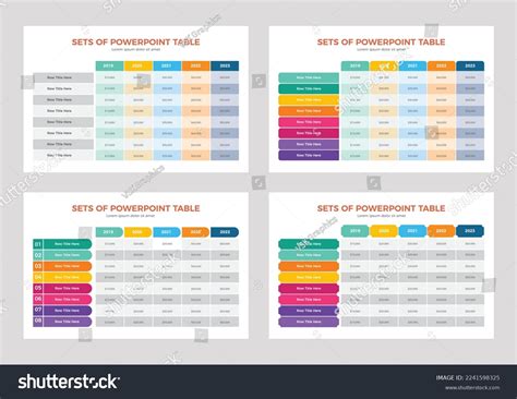 Sets Presentations Table Templates Tables Layout Stock Vector Royalty Free 2241598325