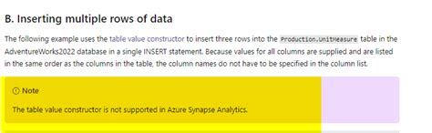 Feeding Few Data For Some Synapse Tables Microsoft Qanda