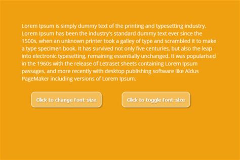 Change Font Size On Button Click Using Javascript Css3 Transition