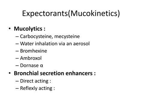 Antitussives Expectorants And Mucolytics Pptx