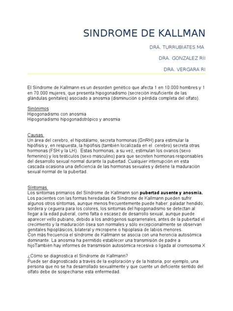 Sindrome De Kallman Pdf Gonadotropina Coriónica Humana Testosterona