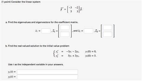 Solved Point Consider The Linear System Y A Find The Chegg