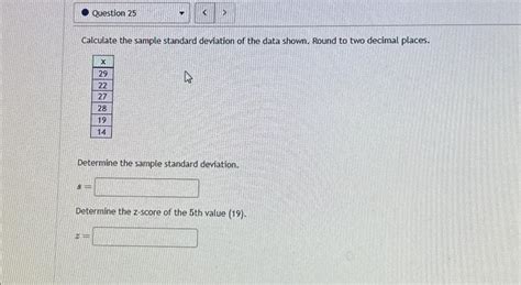 Solved Calculate The Sample Standard Deviation Of The Data Chegg