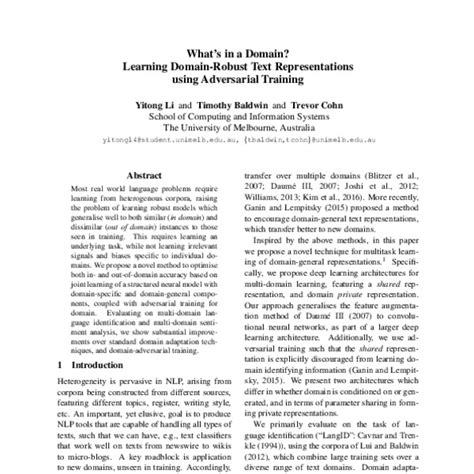 Whats In A Domain Learning Domain Robust Text Representations Using