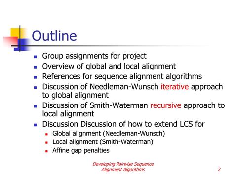 Ppt Developing Pairwise Sequence Alignment Algorithms Powerpoint Presentation Id3589662