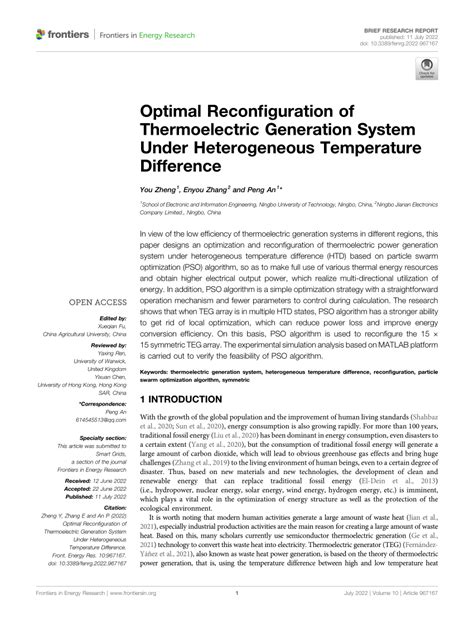 Pdf Optimal Reconfiguration Of Thermoelectric Generation System Under Heterogeneous