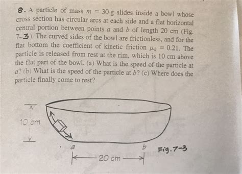 Solved A Particle Of Mass M 30 G Slides Inside A Bowl W