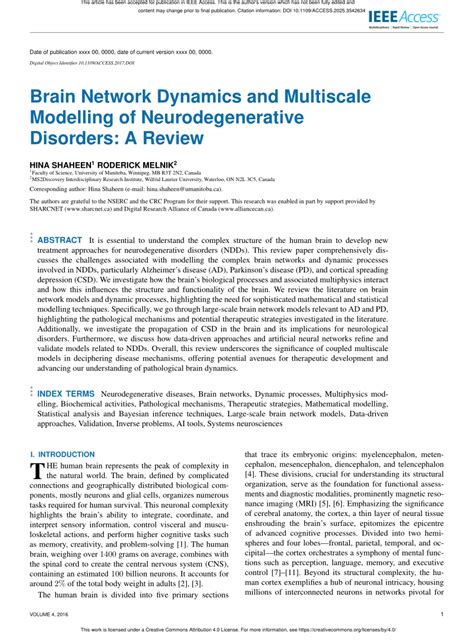 Pdf Brain Network Dynamics And Multiscale Modeling Of Neurodegenerative Disorders A Review