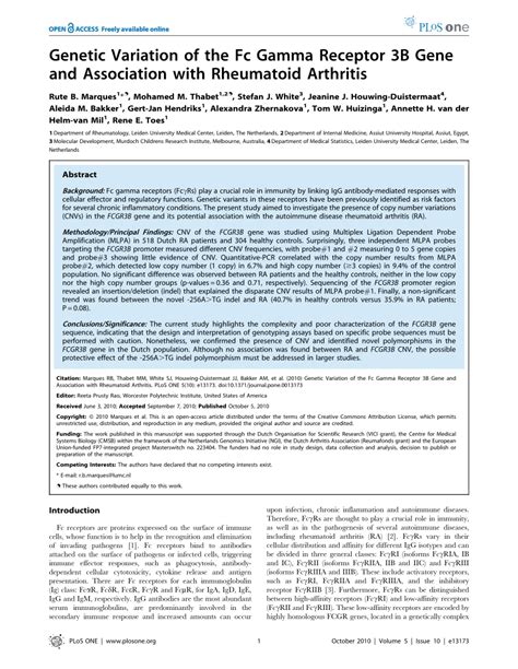 pdf genetic variation of the fc gamma receptor 3b gene and