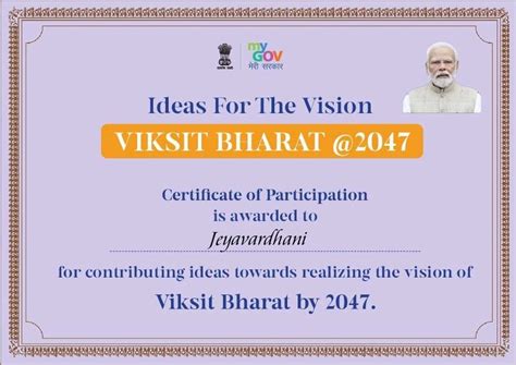 Delighted To Have Been Part Of The Viksit Bharat Initiative Grateful For Jeyavardhani R Cs