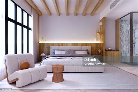 3d 렌더링 3d 일러스트레이션 인테리어 장면 및 모형 인테리어 침실 미니멀리스트 열대 스타일 0명에 대한 스톡 사진 및 기타 이미지 Istock