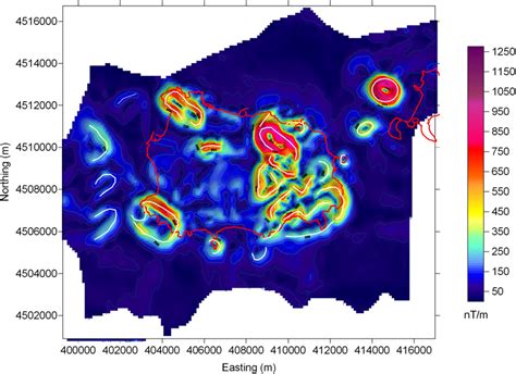 Horizontal Gradient Of The Pole Reduced Magnetic Data Of Ischia White Download Scientific
