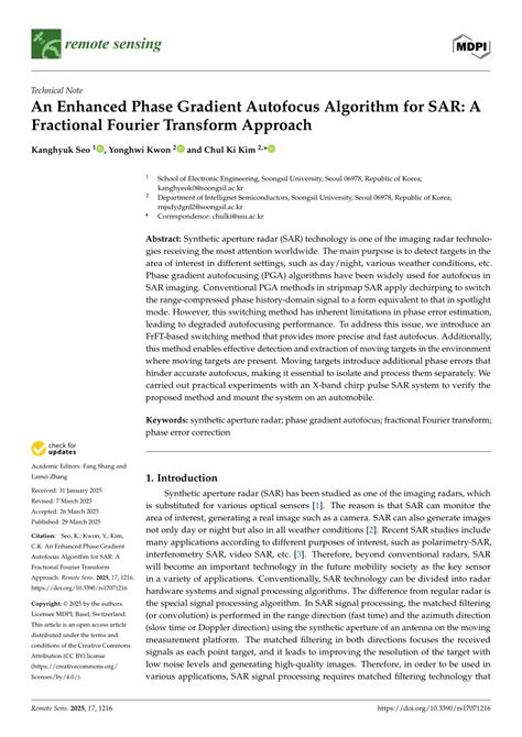 Pdf An Enhanced Phase Gradient Autofocus Algorithm For Sar A