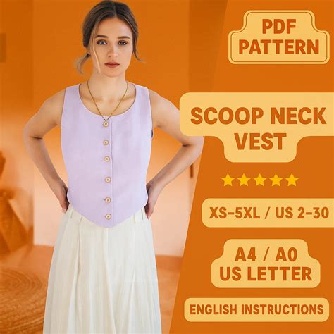 Scoop Neck Linen Vest Pdf Sewing Pattern Whisper Nights