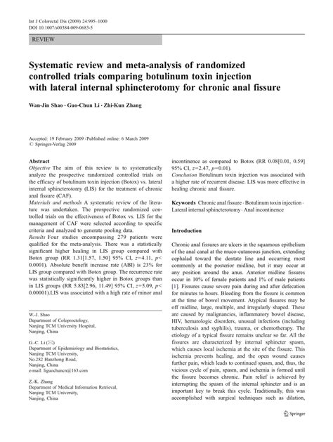 Pdf Systematic Review And Meta Analysis Of Randomized Controlled Trials Comparing Botulinum