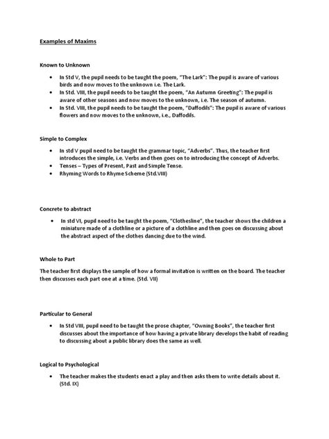 Examples Of Maxims Known To Unknown Pdf