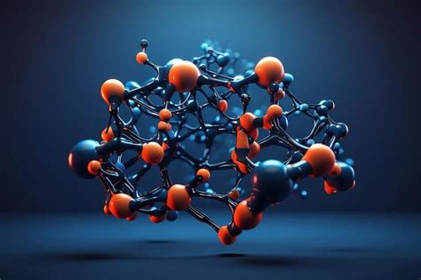 Premium Photo Abstract Molecule Structure On Dark Blue Color Background
