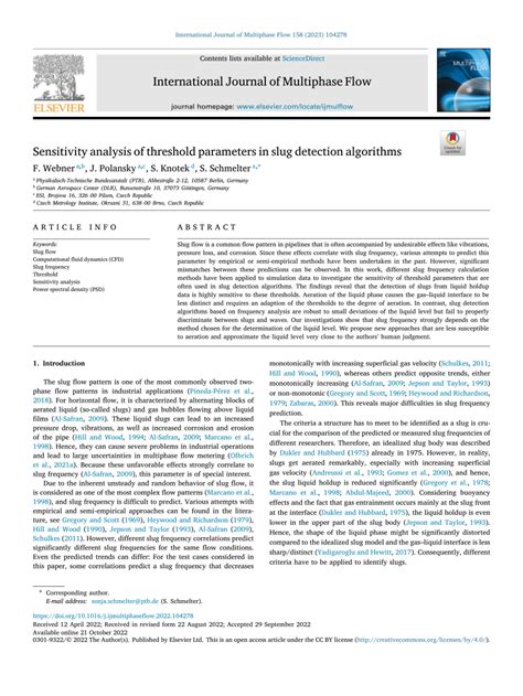 pdf sensitivity analysis of threshold parameters in slug detection