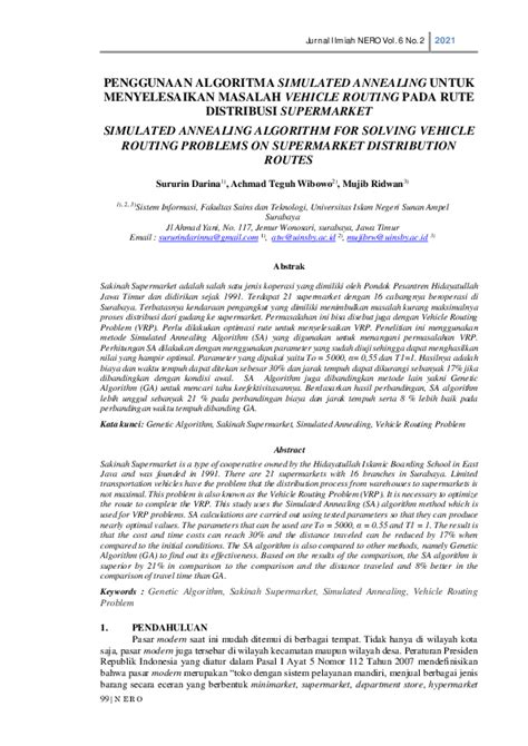 Pdf Penggunaan Algoritma Simulated Annealing Untuk Menyelesaikan