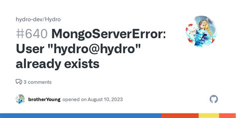 MongoServerError User Hydro Hydro Already Exists Issue Hydro Dev Hydro GitHub