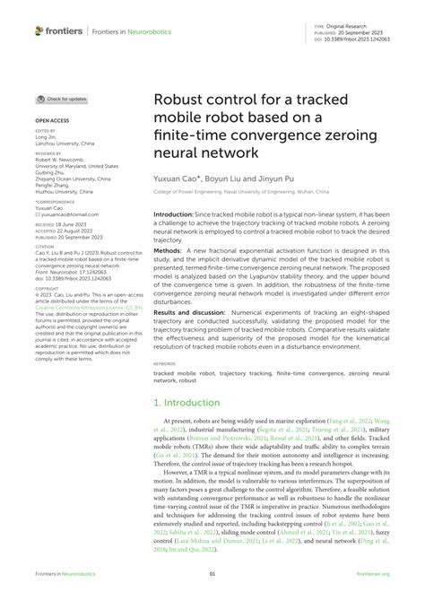 PDF Robust Control For A Tracked Mobile Robot Based On A Finite Time Convergence Zeroing